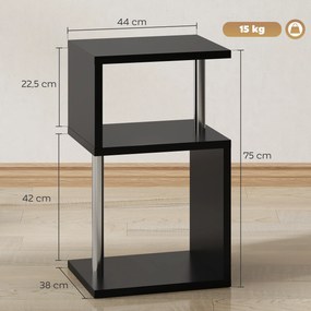 HOMCOM odkládací stolek s 3-stupňovým LED osvětlením, policemi a hliníkovým rámem pro obývací pokoj, ložnici 44x38x75 cm, černý