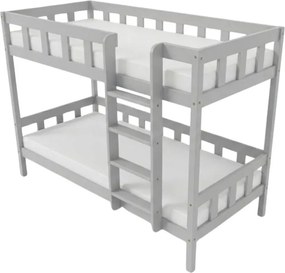 Benlemi Patrová postel PLOTTY s žebříkem 90x200 cm Zvolte barvu: Světle šedá, Zvolte šuplík: Bez šuplíku, Zvolte stranu: Vpravo