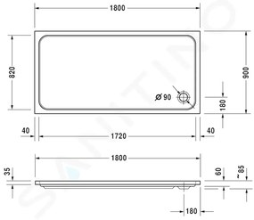 DURAVIT - D-Code Sprchová vanička 1800x900 mm, Antislip, alpská bílá (720165000000001)