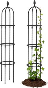 Outsunny sada 2 ocelových obelisků 174 cm – opory pro popínavé rostliny, černé | Aosom