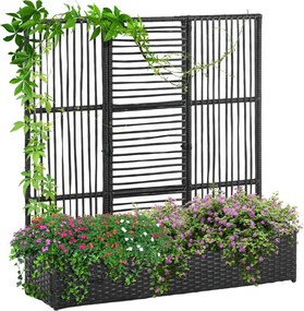 Vyvýšený záhon Outsunny s treláží v ratanovém stylu, 103 x 103 x 29 cm - černý | Aosom