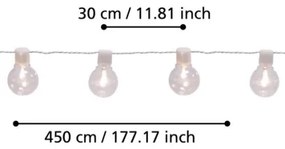 Eglo 900238 - LED Venkovní dekorační řetěz PARTAJ 16xLED/0,064W/24V IP44 bílá