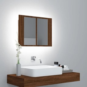 Zrcadlová skříňka s LED hnědý dub 60x12x45 cm kompozitní dřevo