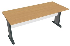 Stůl jednací rovný 180 cm - Hobis Cross CJ 1800 Dekor stolové desky: buk, Dekor lamino podnože: bílá, Barva nohou: černá