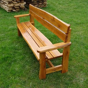 KULHÁNEK Zahradní lavice s područkami - rustikální Délka: 190 cm, Odstín nátěru: lazura - palisandr