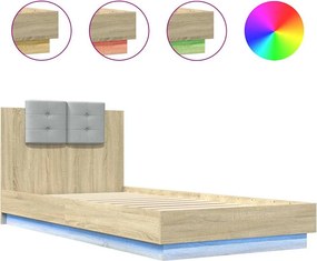 Rám postele s čelem a LED osvětlením dub sonoma 100 x 200 cm 3210026