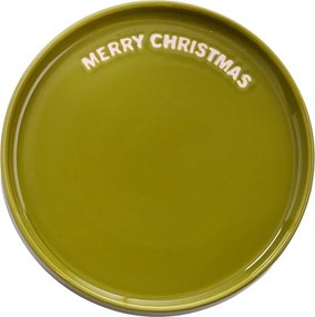 GOOD VIBES Talíř "Merry Christmas" 15 cm - zelená