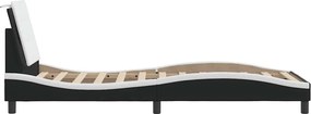 Rám postele bez matrace Zadar černý a bílý 90 x 200 cm umělá kůže 3208161