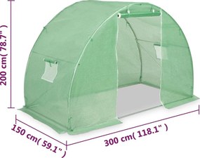 vidaXL Fóliovník 4,5 m² 300 x 150 x 200 cm [45533]