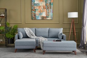 Atelier del Sofa Rohová sedací souprava Bella Soft Mini Köşe Left - Blue, Modrá