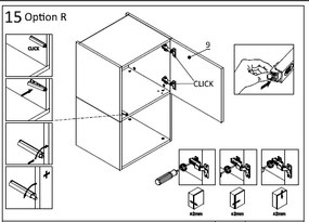 Jurek Závěsná skříňka LORIN R14 L/P Kombinace barev: KAŠMÍR + MOŘSKÁ MODRÁ