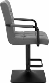 LuxuryForm DESIGN Barová židle VERONA BLACK na černé hranaté podstavě - šedá