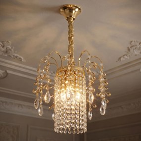 Toolight Toolight, křišťálová závěsná lampa Ø30 cm, 3×E14, SWE090-CP, zlatá, OSW-30217