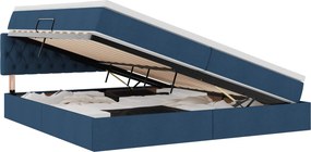 Postel s úložným prostorem a matrací Modrá 200 x 200 cm Samet 3370598