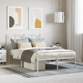 Kovový rám postele s čelem bílý 120 x 200 cm