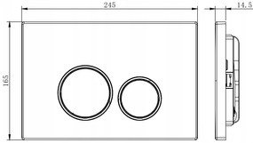 Ovládací tlačítko splachovadla - černé/chromové - dvojčinné - plastové - typ D, 600503