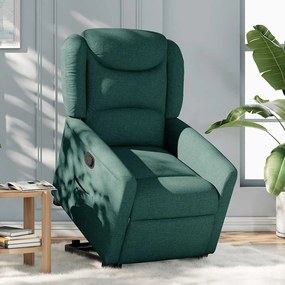 Zvedací polohovací křeslo tmavě zelené textil 3303200