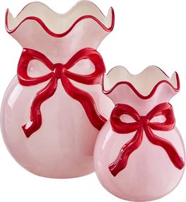 PRESENT Váza mašle 13 cm - růžová