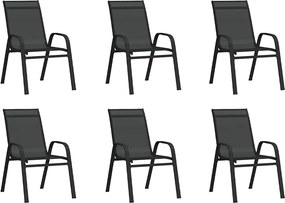 7dílný zahradní jídelní set černý 3095986