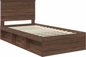 Rám postele s čelo Hnědý dub 100 x 200 cm Masivní borové dřevo 3411052