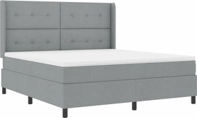 Postel s boxspringem s čelo Světle šedá 200 x 180 cm textil 3341658