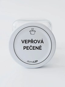Samolepka na kořenky VEPŘOVÁ PEČENĚ průhledná 5 cm tučné písmo