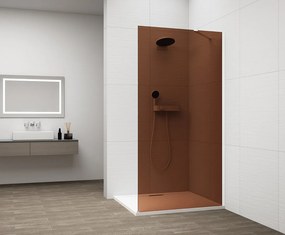 Polysan Esca White Matt jednodílná sprchová zástěna 90 x 210 cm k instalaci ke stěně bílá sklo Marron hnědá ES1590-03