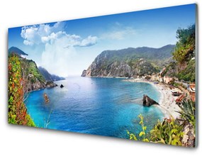 akrylový obraz Záliv Hory Moře Krajina 100x50 cm