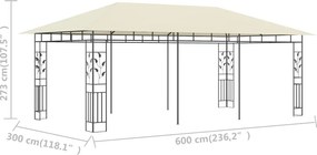 vidaXL Altán s moskytiérou 6 x 3 x 2,73 m [47971] Barva: krémová