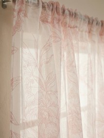 Sinsay - Poloprůhledná záclona s rostlinným motivem - růžová