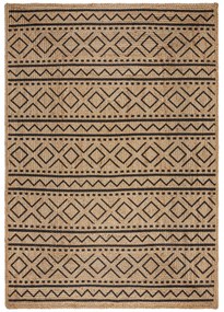 Flair Rugs, Kusový koberec Printed Jute Luis Natural/Black, 200x290, béžová, chodba / předsíň