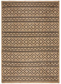 Flair Rugs, Kusový koberec Printed Jute Luis Natural/Black, 200x290, béžová, chodba / předsíň