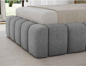 Šedá čalouněná jednolůžková postel s úložným prostorem s roštem 90x200 cm Lamica – ELTAP