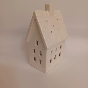 LED dekorace keramický domeček 10,6 × 8,7 × 16,8 cm, teple bílá, 2× LR44