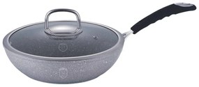 BERLINGERHAUS Wok s mramorovým povrchem s poklicí 28 cm Gray Stone Touch Line BH-1160