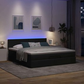 Osmanský rám postele s matrací tmavě šedá 160x200cm textil 3312237