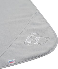 Dětská froté osuška s výšivkou a kapucí New Baby 100x100 šedá medvěd