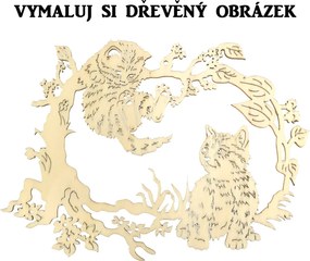 AMADEA Dřevěný obrázek k vymalování  koťátka 17 cm