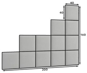 Set 12 čalouněných panelů Quadra 200x160 cm (hořčicová). 1051998