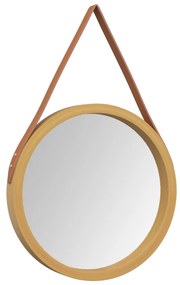 Nástěnné zrcadlo s popruhem zlaté Ø 35 cm - Default Title