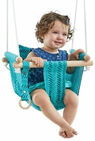 RAPPA Dvěděti Dětská textilní houpačka 100% bavlna tyrkysová