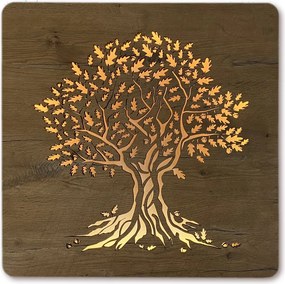 Li-Go "Dub" světelný obraz s baterií 62x62 cm varianta ovládání: manuál/pohybové čidlo, provedení povrchu: černá s patinou