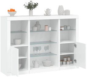 Příborníky s LED osvětlením 3 ks bílé kompozitní dřevo 3209128