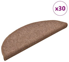 Schodové rohože 30 ks 56 x 17 x 3 cm hnědé půlkulaté 3365744