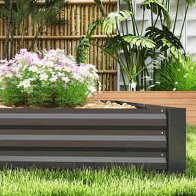 Outsunny Zahradní Truhlík, Obdélníkový Vyvýšený Záhon s Bezpečnostním Okrajem a Otevřeným Dnem, pro Květiny a Bylinky, 240 x 120 x 30 cm, Tmavě Šedý