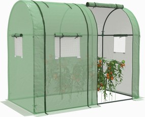 Zahradní skleník Outsunny - robustní skleník se 4 rolovacími dveřmi a 2 UV-ochrannými zipovými dveřmi pro pěstování rostlin, květin a rajčat na terase