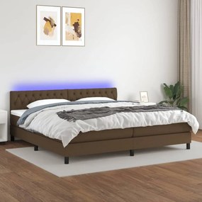 Box spring postel s matrací a LED tmavě hnědá 200x200 cm textil 3133424