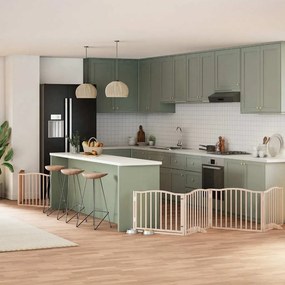 Zábrana pro psy s dvířky skládací 6 panelů 480 cm topol 3155609