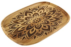 AMADEA Dřevěný servírovací podnos mandala, masivní dřevo, 25 cm