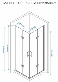 BPS-koupelny Čtvercový sprchový kout HYD-SK08C 90x90 zlatý/transparent - bez vaničky